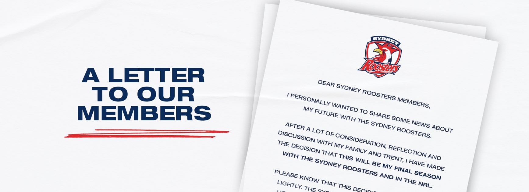 A Letter to Our Members | Roosters