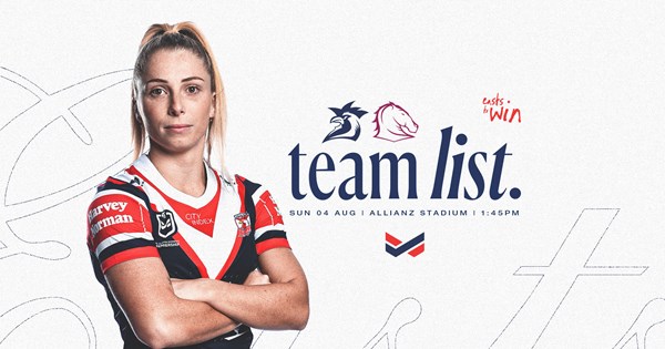 24 hour Update : Round 2 NRLW Line Up vs Broncos | Roosters